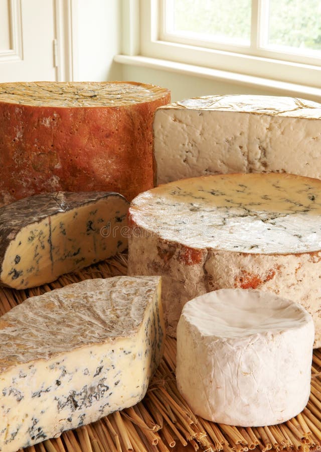 Selection of Blue Cheeses on Display in Delicatessen Stock Image ...