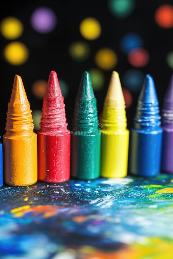 A Selection of Brightly Colored Crayons Sit Atop a Table, Awaiting Use ...