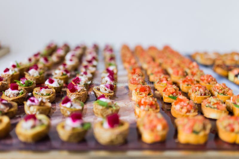 Selection of canapes stock photo. Image of buffet, decorated - 41847910