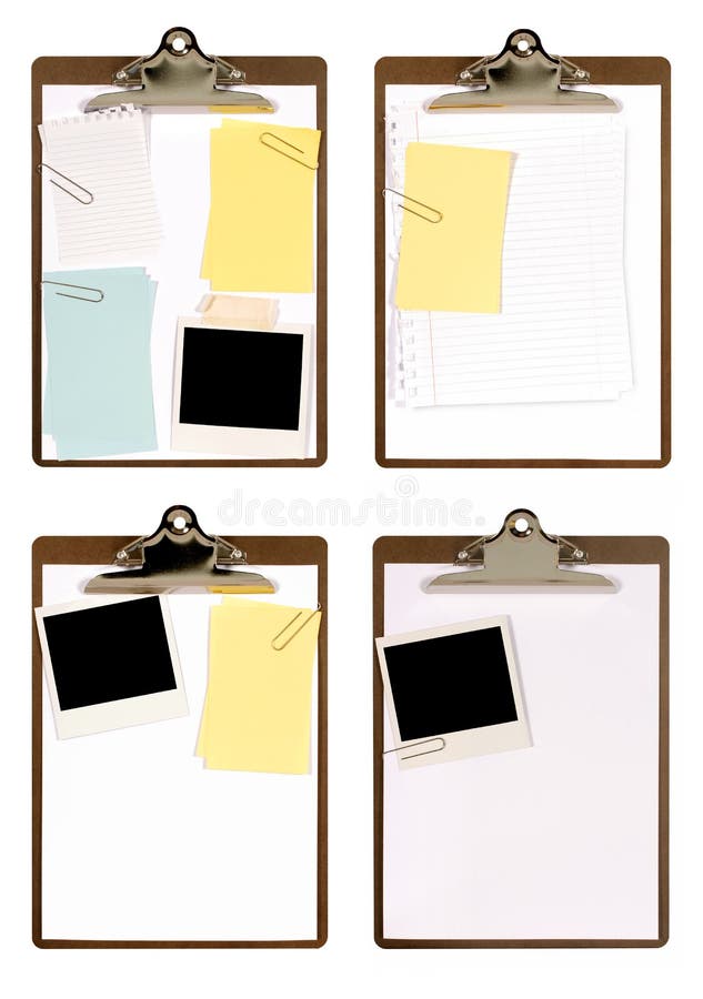 Clipboard with Polaroid Photo Frame, Torn Notepaper and Various Post-it ...