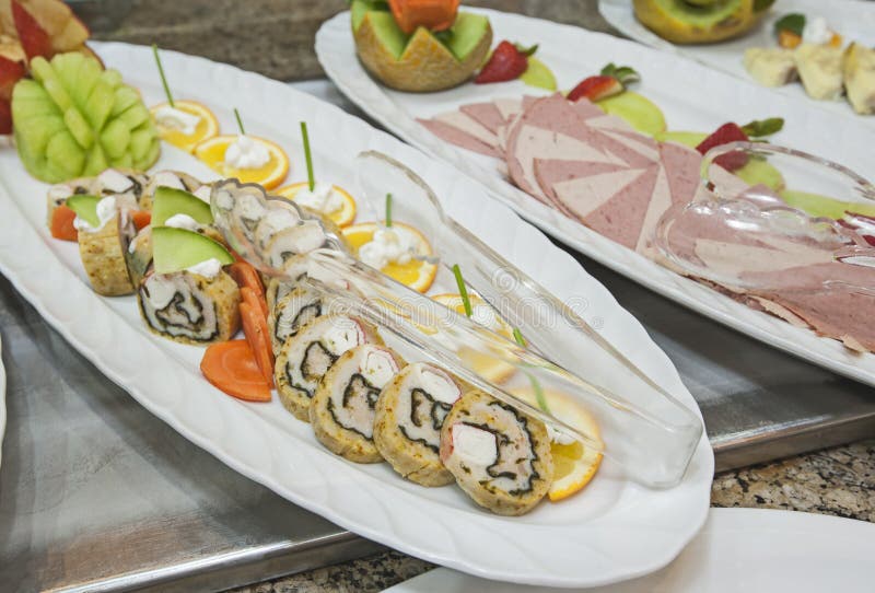 Selection of Cold Appetizers on Display at a Restaurant Buffet Stock ...