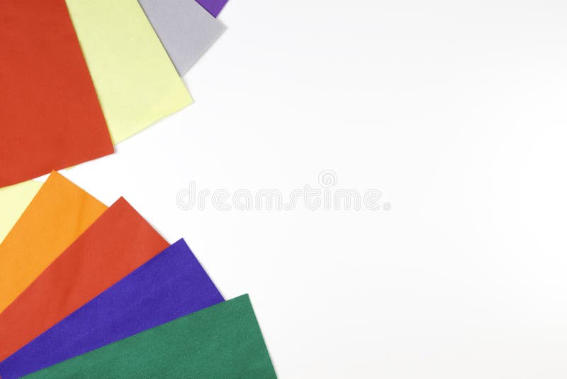 Selection of Colorful Felt Sheets Arranged As Border Frame on White ...