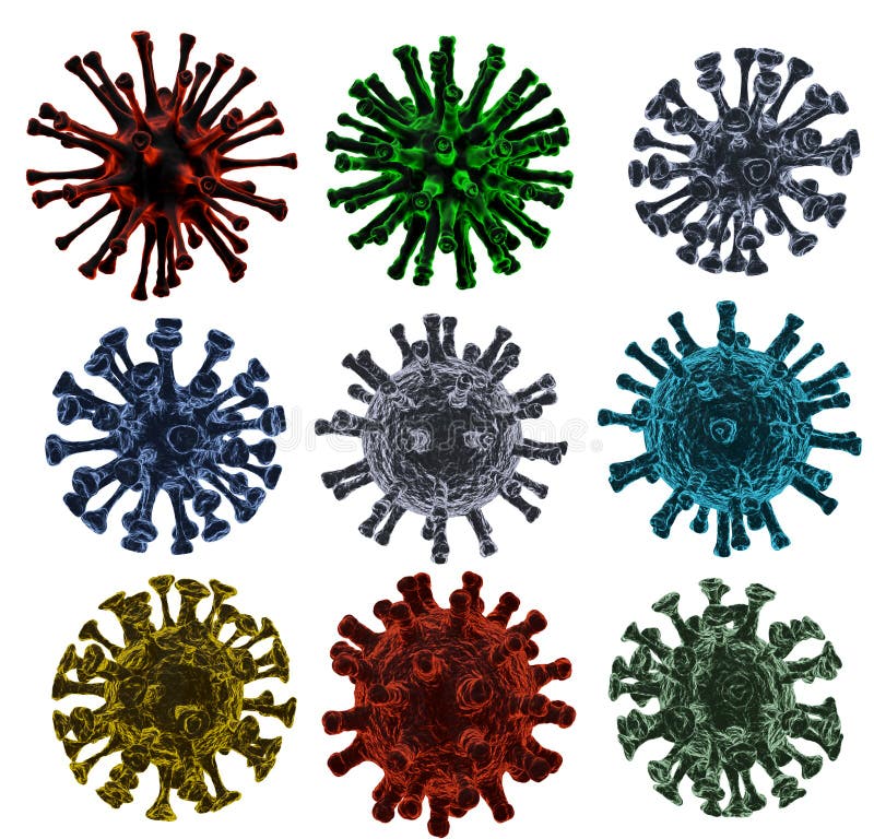 Selection of Colorful Viruses on White Stock Illustration ...