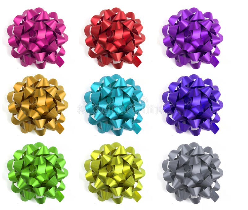 Selection of Colourful Bows Stock Photo - Image of white, metallic ...