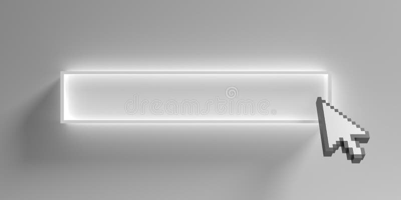 Mouse Cursor Pointing White Empty Frame, Copy Space. 3d Illustration ...