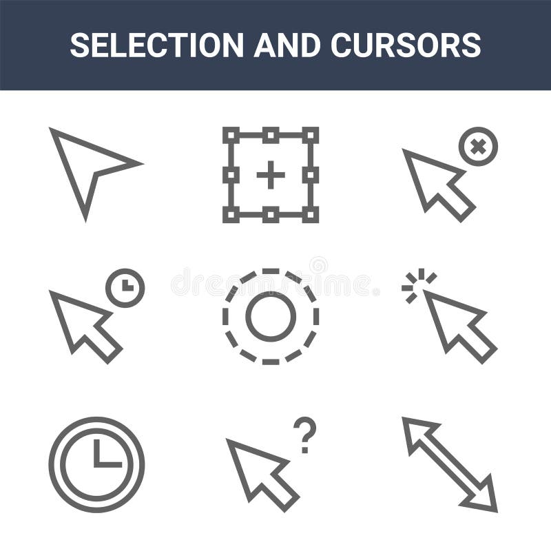 9 Selection and Cursors Icons Pack. Trendy Selection and Cursors Icons ...
