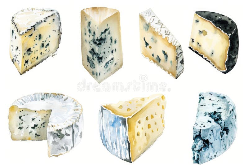 A Selection of Different Cheese Varieties Arranged on a Clean, White ...