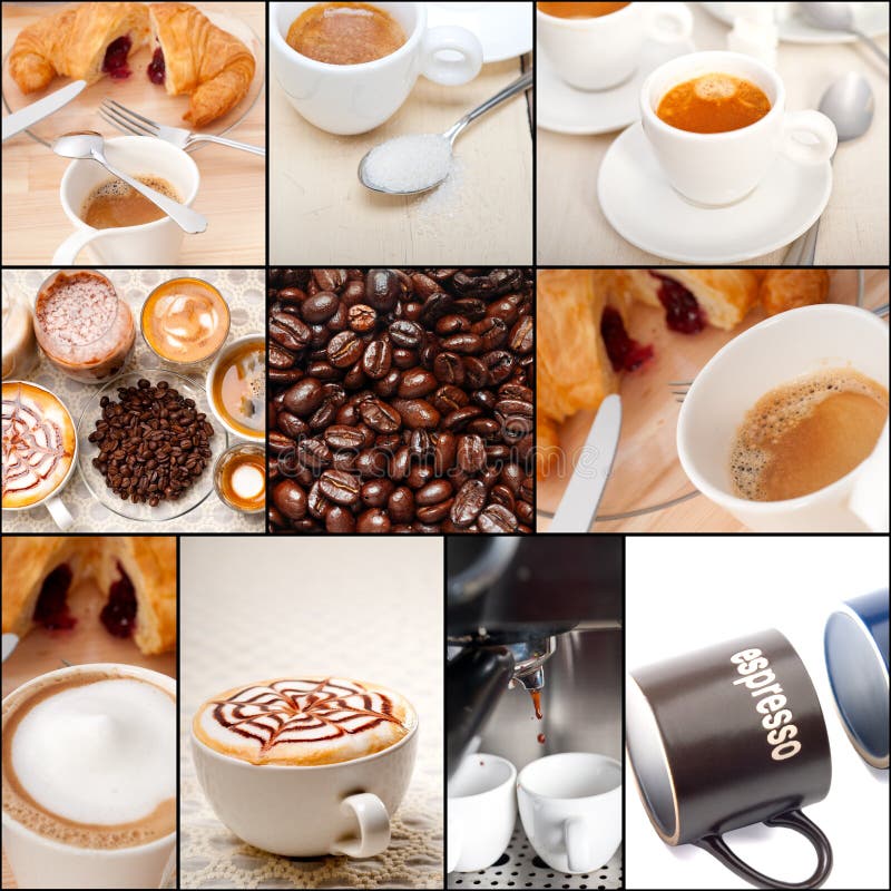 Selection of Different Coffee Type on Collage Composition Stock Image ...