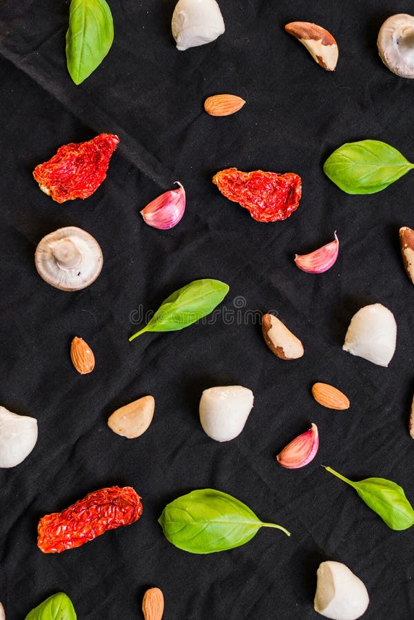 Selection of Different Italian Food Ingredients Against Black ...