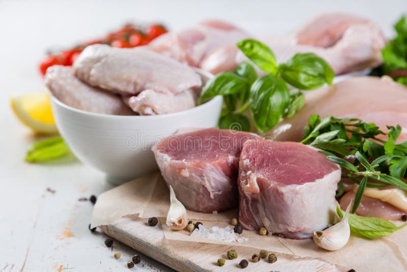 Selection of Different Meat Cuts Stock Photo - Image of butchery, fresh ...
