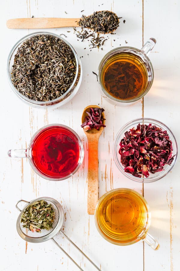 Selection of Different Teas, Top View Stock Image - Image of black ...