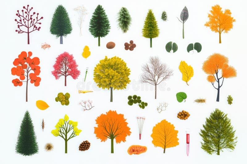 A Selection of Different Tree Branches on a Clean White Surface Stock ...