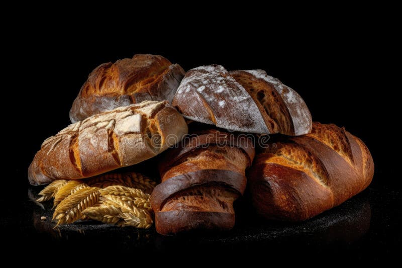 A Selection of Different Types of Rye and Wheat Bread Arranged on a ...