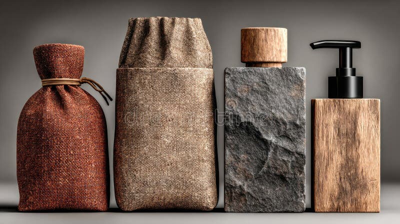 A Selection of Eco-friendly Cosmetic Packaging, Including a Cloth Pouch ...