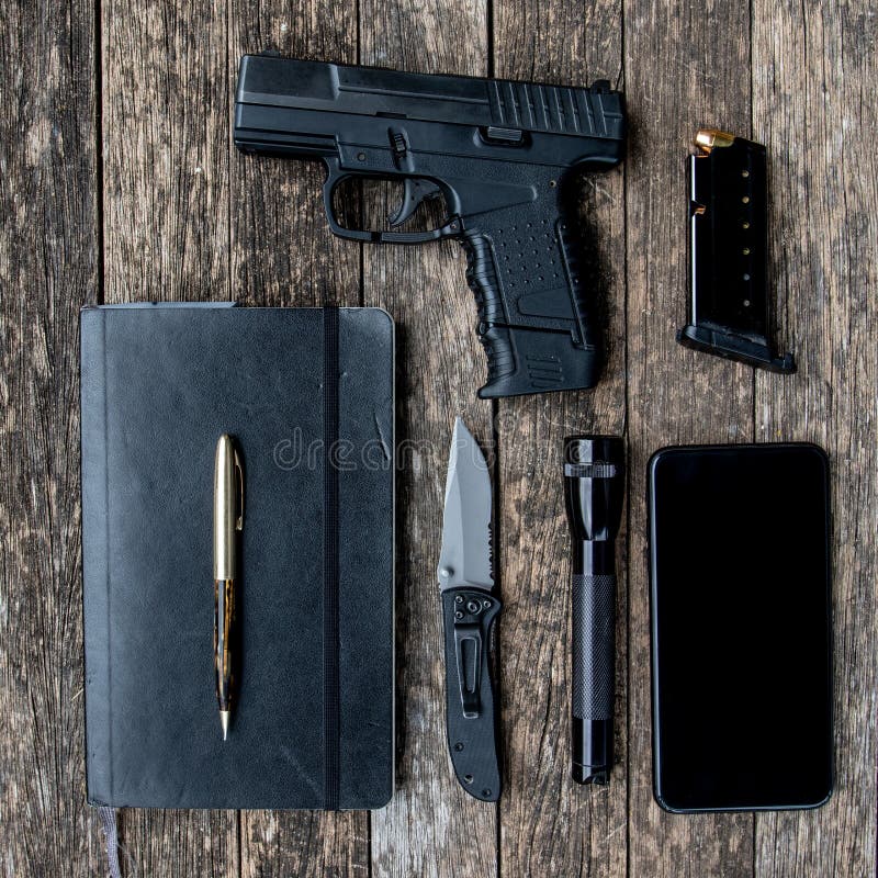 Edc carry items. Closeup. stock photo. Image of carry - 138996464