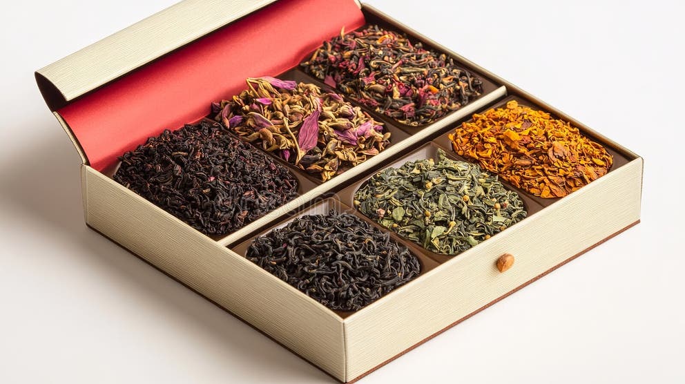 A Selection of Exotic Teas in a Gift Set on a Light Background, Room ...
