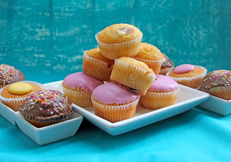 Selection of Cakes on Plate Stock Image - Image of isolated, chocolaty ...