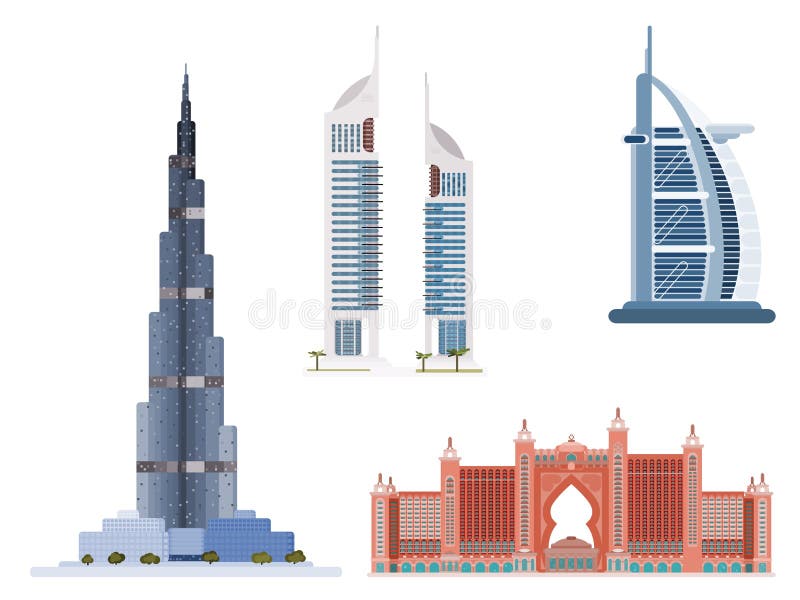 A Selection of Famous Buildings from Dubai. Vector Stock Vector ...
