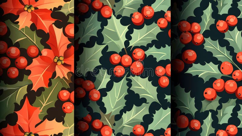 A Selection of Four Different Leaf and Berry Patterns Stock ...