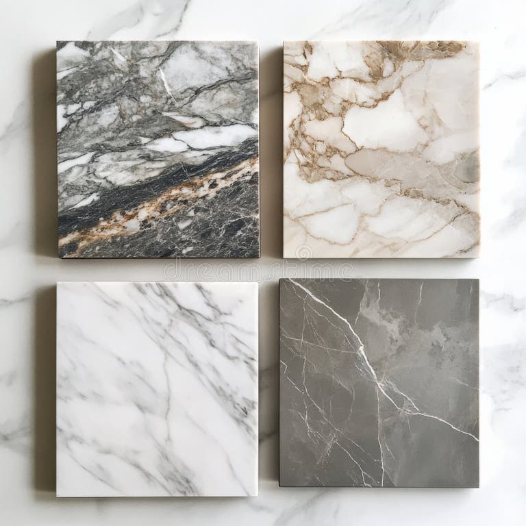 Elegant Marble Tile Samples with Diverse Patterns and Textures Stock ...