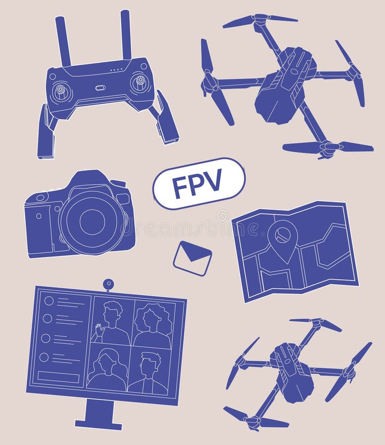 A Selection of Fpv Drone Stickers, a Quadrocopter Vector Collection ...