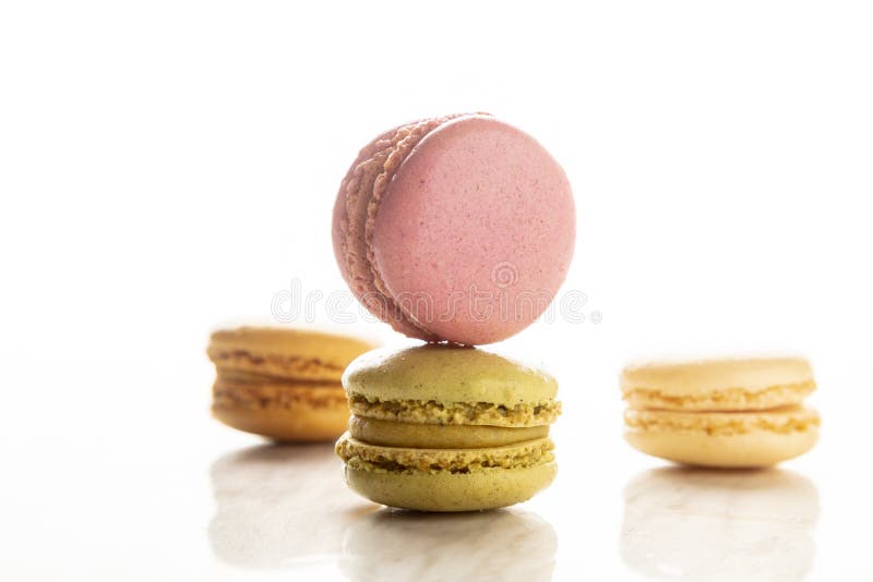 French Macaroons. Three Colorful Macaroons Stock Image - Image of ...