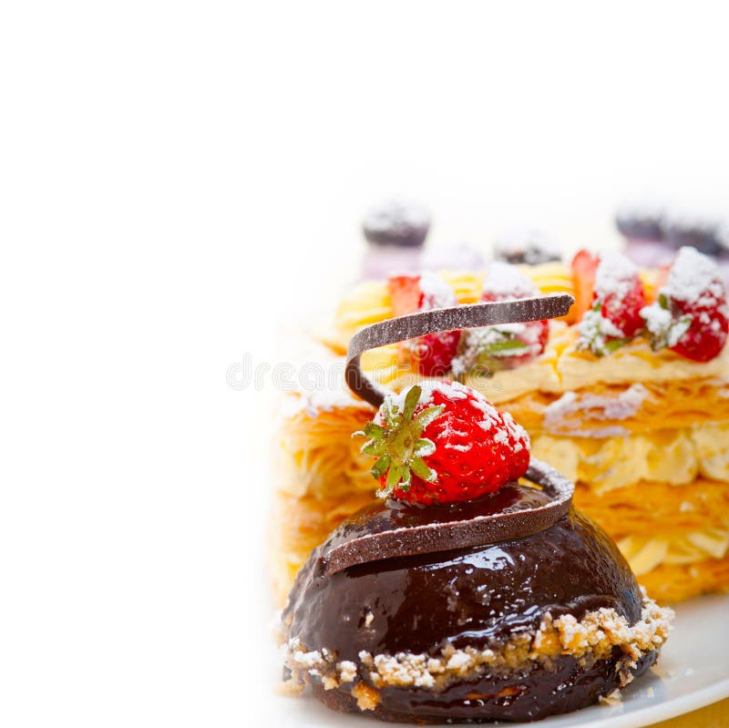 Selection of Fresh Cream Cake Dessert Plate Stock Image - Image of ...
