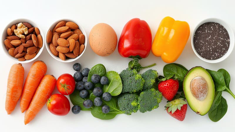 A Selection of Fresh and Healthy Ingredients Arranged in a Row on a ...