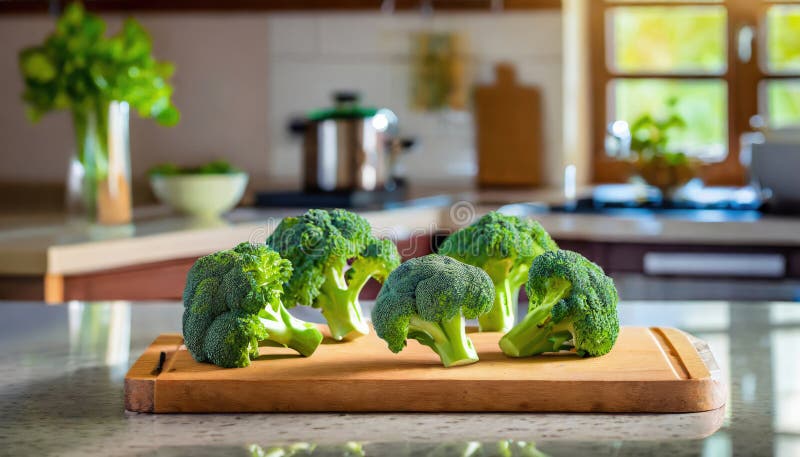 A Selection of Fresh Vegetable: Broccoli, Sitting on a Chopping Board ...