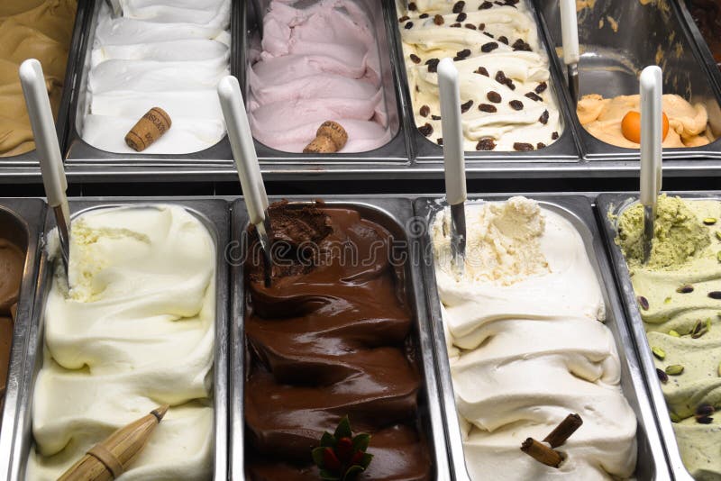 Selection of Gelato in Sicily Stock Photo - Image of europe, selection ...