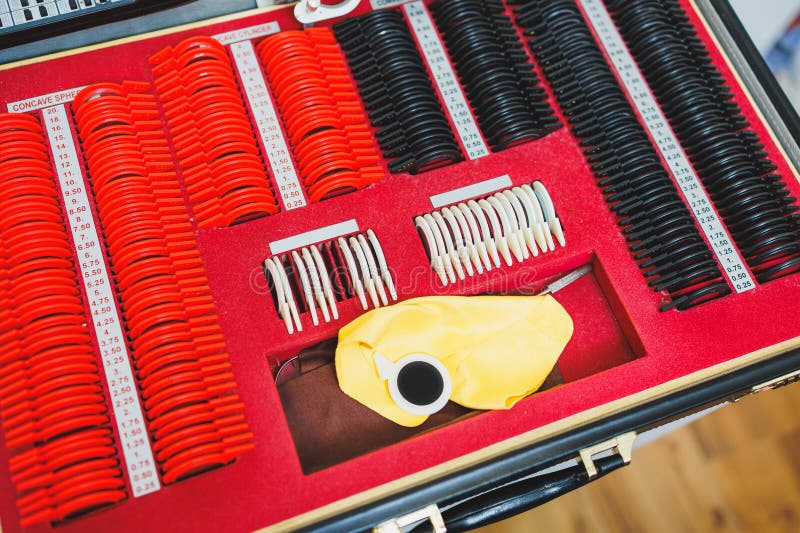 Selection of Glasses for Vision. a Set of Lenses for Vision Testing ...