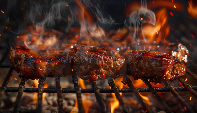 Selection of Grilled Gourmet Meats on a Rustic Timber Board. Stock ...