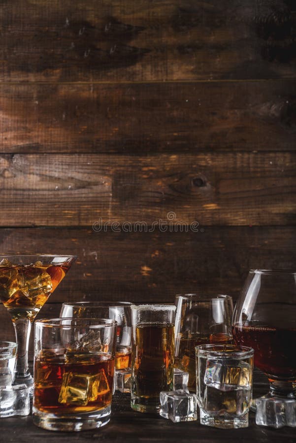 Selection of Hard Strong Alcoholic Drinks Stock Photo - Image of glass ...