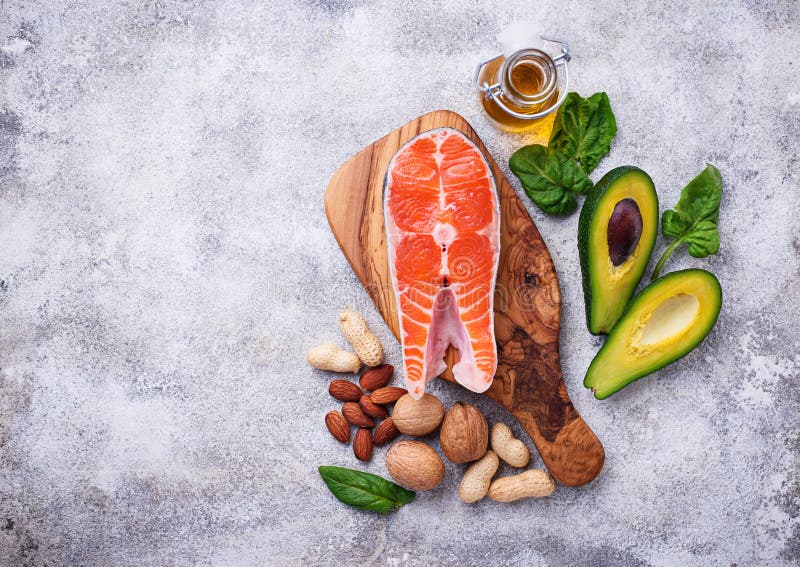 Selection of Healthy Fat and Omega 3 Sources. Stock Image - Image of ...