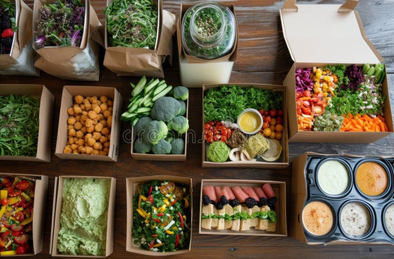 A Selection of Healthy Food in the Boxes Stock Photo - Image of ...
