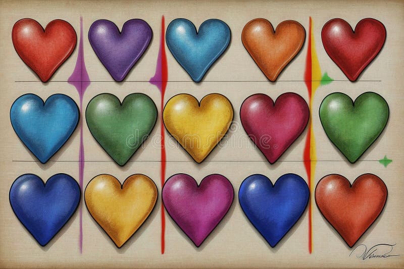 Coloured Hearts stock illustration. Illustration of glass - 297434605