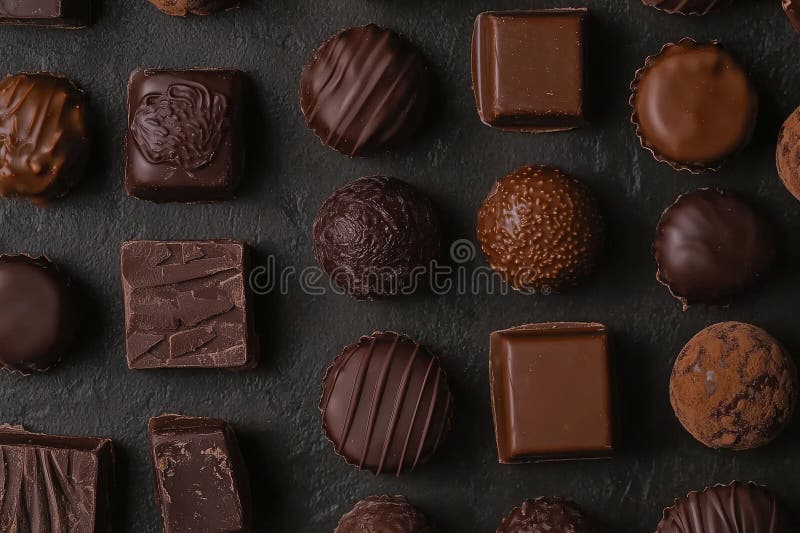 Selection of High-quality Chocolates, Featuring White, Dark, and Milk ...