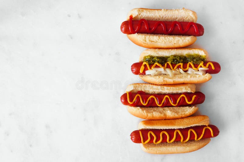 Hot Dog Side Border on a White Marble Background Stock Photo - Image of ...