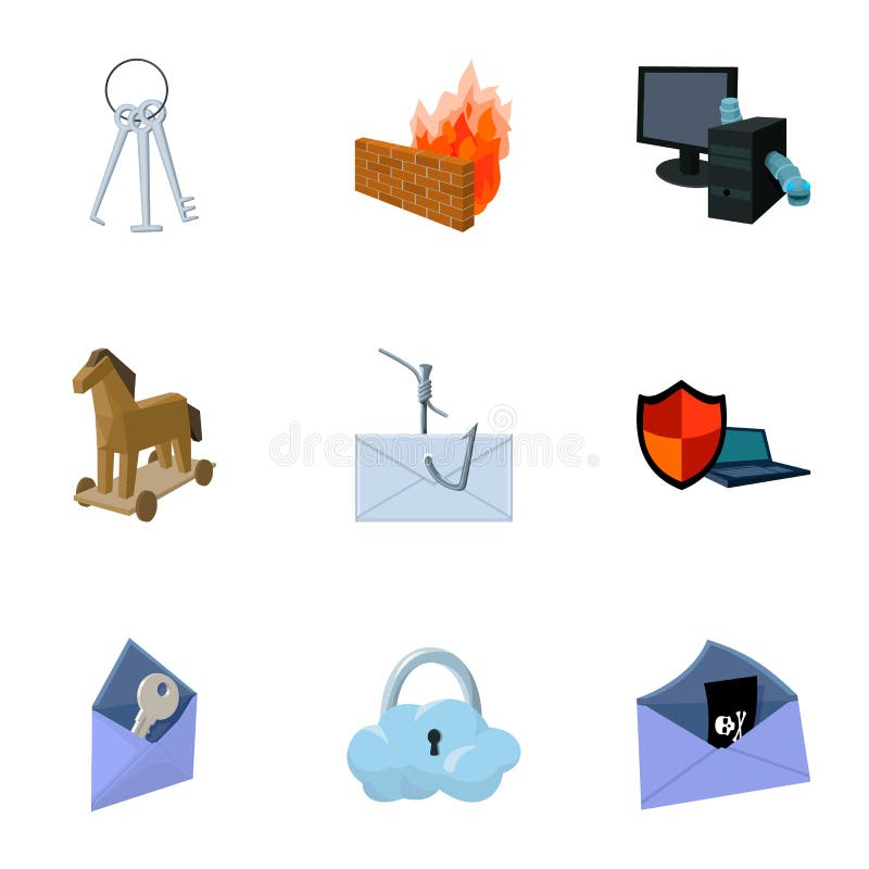 A Selection of Icons about Protection and Breaking. Stock Vector ...