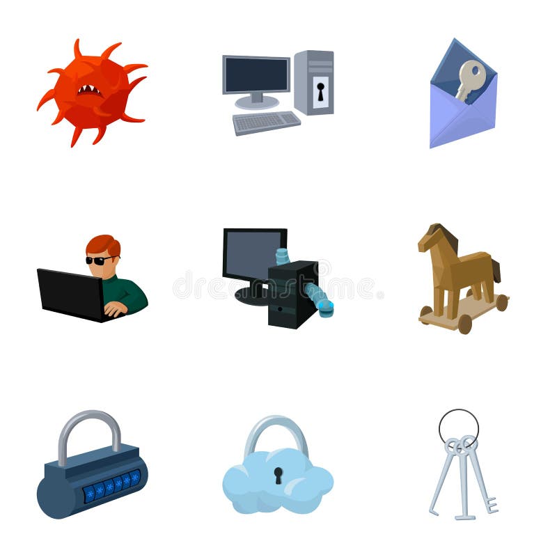 A Selection of Icons about Protection and Breaking. Modern Technology ...