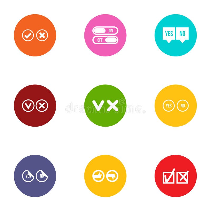 Selection Icons Set, Flat Style Stock Vector - Illustration of mark ...