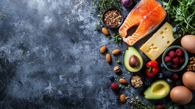 A Selection of Ketogenic Low-carb Diet Foods on a White Background ...