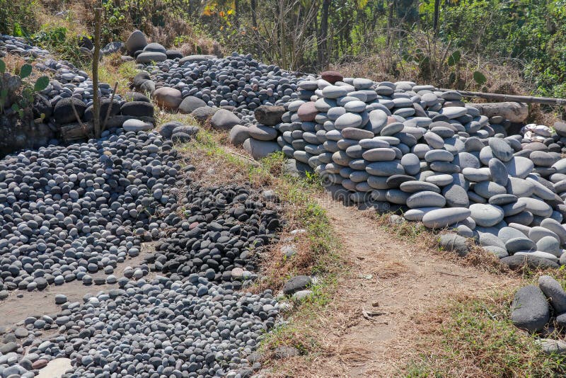 Selection of Large Stones. Pattern of Round Pebble Stone. Background of ...