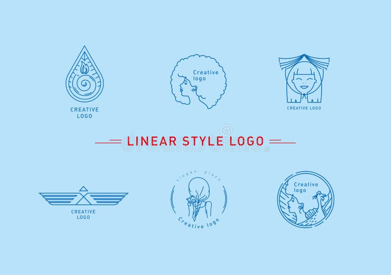 Selection of the Linear Style Logos Stock Vector - Illustration of ...