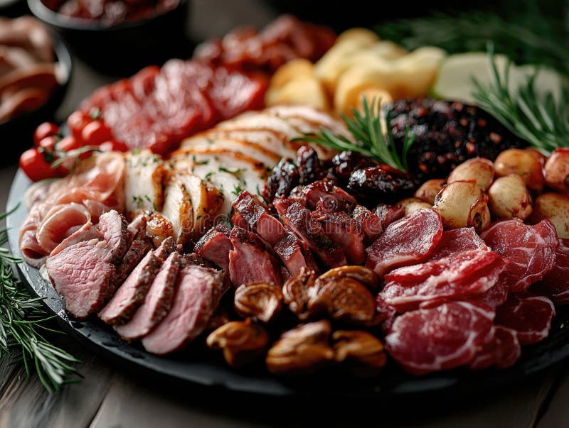 Food Platter with Meats and Vegetables Stock Photo - Image of appetizer ...