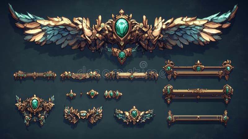 A Selection of Medieval Buttons, Rectangular Banners, and Gold ...