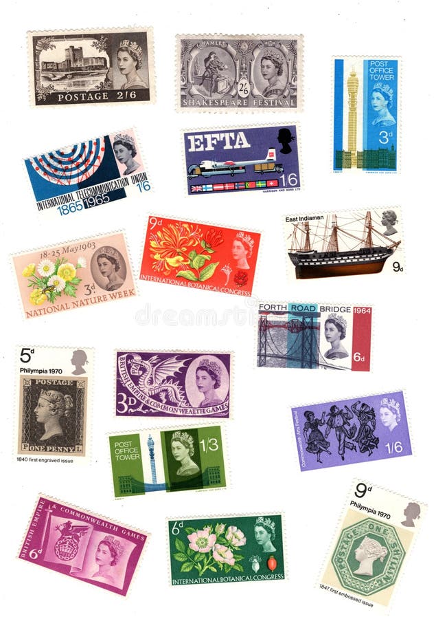 A Selection of Mint Vintage Postage Stamps from the UK. Stock ...