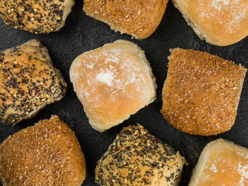 Selection of Mixed Bread Rolls or Buns Stock Photo - Image of element ...