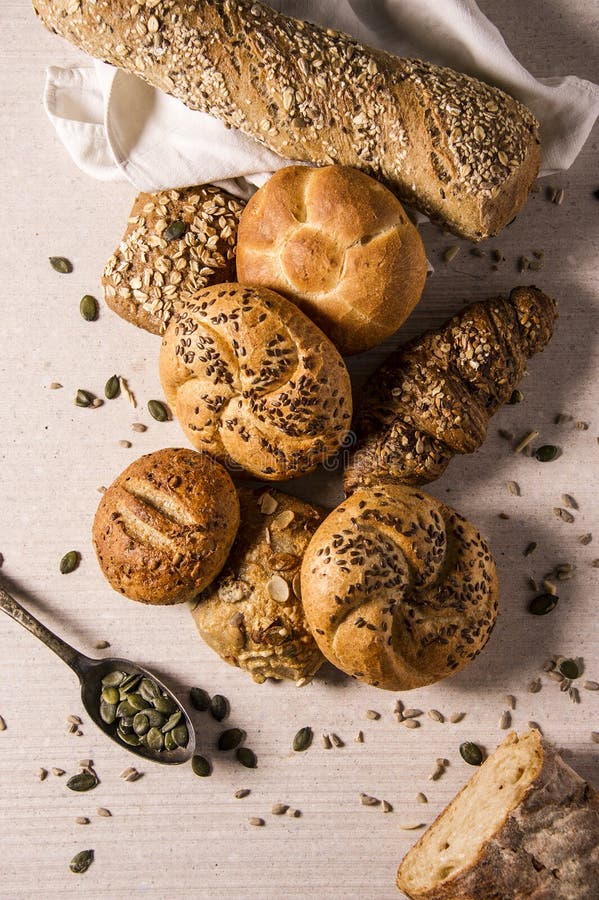 Mixed Bread in a Basket on White Background Stock Photo - Image of ...