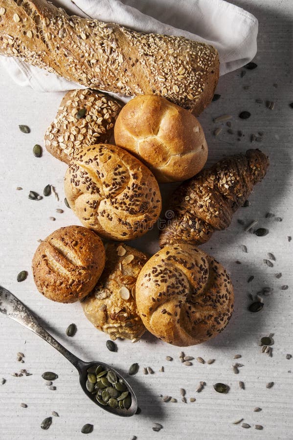 Mixed Bread in a Basket on White Background Stock Photo - Image of ...